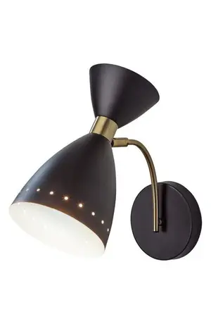 ADESSO Oscar Wall Light - Black W. Antique Brass Accents