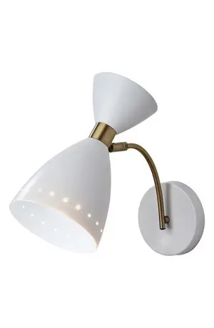 ADESSO Oscar Wall Light - White W. Antique Brass Accents