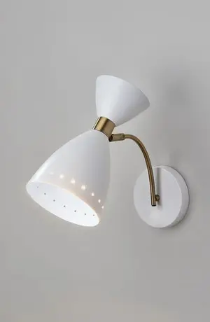 ADESSO Oscar Wall Light - White W. Antique Brass Accents