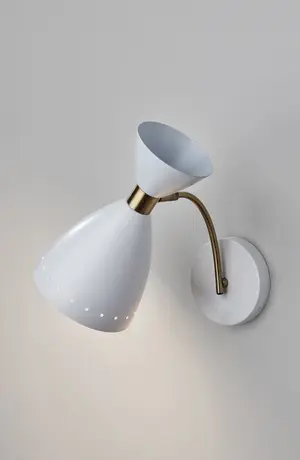 ADESSO Oscar Wall Light - White W. Antique Brass Accents