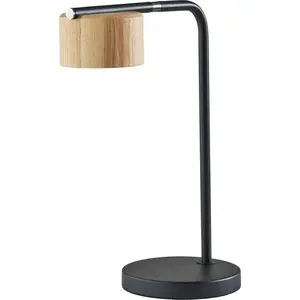 ADESSO Roman Led Desk Lamp - Black/natural Wood
