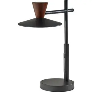 ADESSO Elmore Led Desk Lamp - Black W. Walnut Wood
