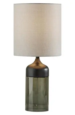 ADESSO Marina Tall Table Lamp - Black With Smoked Glass