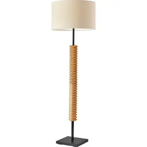 ADESSO Judith Floor Lamp - Natural Wood With Black Finish
