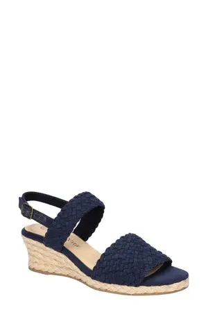 BELLA VITA Mariella Slingback Wedge Sandal - Navy Suede