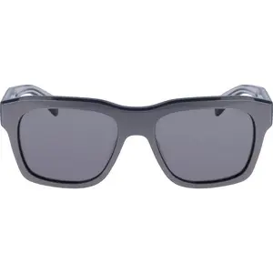 FERRAGAMO FERRAGAMO 56mm Polarized Rectangular Sunglasses Metallic Grey