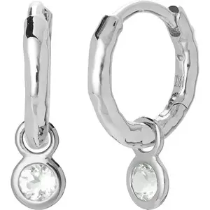 Monica Vinader Mini Huggie Earrings - Sterling Silver/topaz