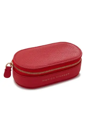 Monica Vinader Mini Leather Jewelry Case Lipstick Red