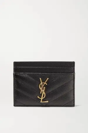 Saint Laurent Monogramme Quilted Textured-leather Cardholder - Black
