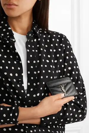 Saint Laurent Monogramme Quilted Textured-leather Cardholder