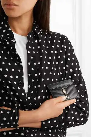 Saint Laurent Monogramme Quilted Textured-leather Cardholder