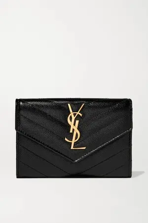 Saint Laurent Monogramme Envelope Quilted Textured-leather Wallet - Black