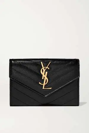 Saint Laurent Monogramme Envelope Quilted Textured-leather Wallet