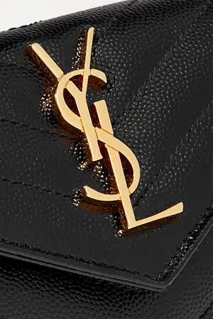 Saint Laurent Monogramme Envelope Quilted Textured-leather Wallet