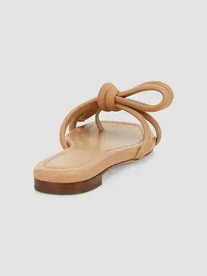 LOEFFLER RANDALL Hadley Leather Bow Flat Sandals - Dune