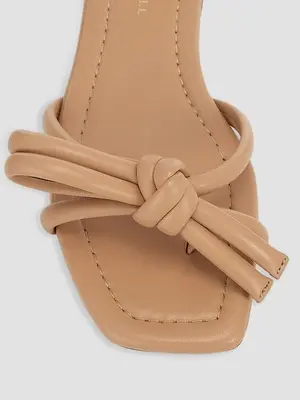 LOEFFLER RANDALL Hadley Leather Bow Flat Sandals - Dune
