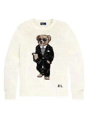 Polo Ralph Lauren Women's Polo Bear Cotton Sweater - Chic Cream Multi  - Chic Cream Multi