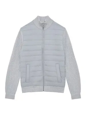 REISS Men's Trainer Knit Jacket - Soft Grey  Grey