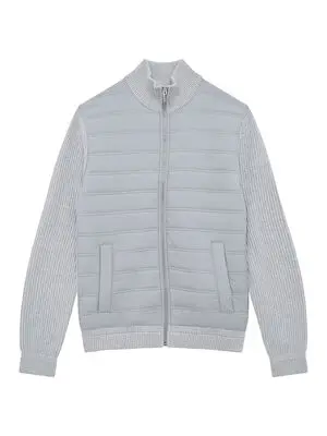 REISS Men's Trainer Knit Jacket - Soft Grey  Soft Grey