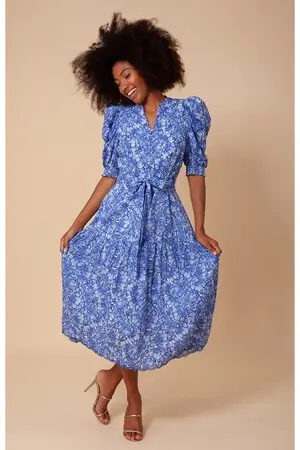 Hale Bob Matilde Voile Midi Dress - Blue