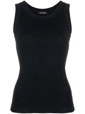 STYLAND Ribbed Knit Tank Top - Black