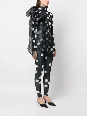 ATU BODY COUTURE Bow-detail Polka-dot Jumpsuit - Black
