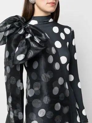 ATU BODY COUTURE Bow-detail Polka-dot Jumpsuit - Black