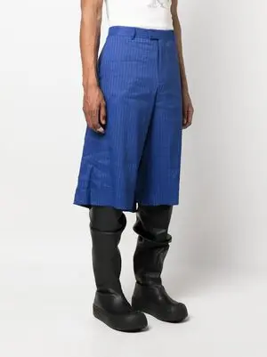 Moschino Vertical Stripe Linen Blend Knee-length Shorts