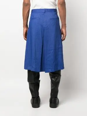 Moschino Vertical Stripe Linen Blend Knee-length Shorts