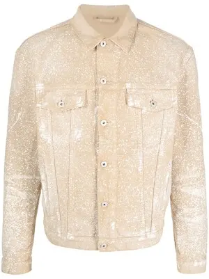 Heron Preston Paint-splatter Denim Shirt Jacket - Brown