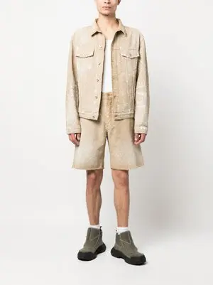 Heron Preston Paint-splatter Denim Shirt Jacket - Brown
