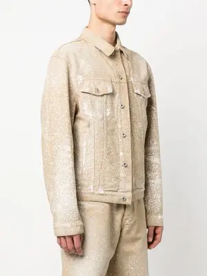 Heron Preston Paint-splatter Denim Shirt Jacket - Brown