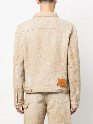 Heron Preston Paint-splatter Denim Shirt Jacket - Brown