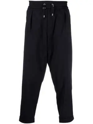 Balmain Embossed-button Drawstring Trousers - Blue