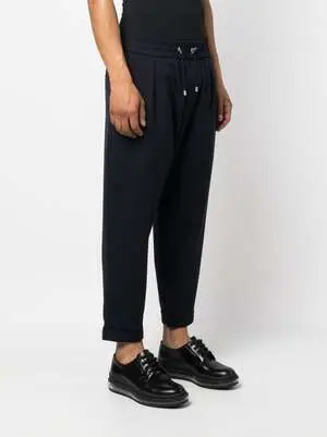 Balmain Embossed-button Drawstring Trousers - Blue