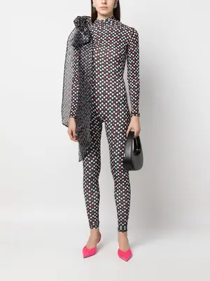 ATU BODY COUTURE Bow-detail Polka-dot Jumpsuit
