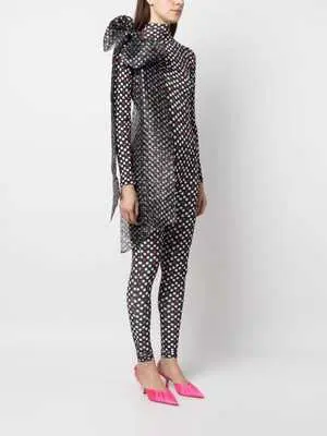 ATU BODY COUTURE Bow-detail Polka-dot Jumpsuit