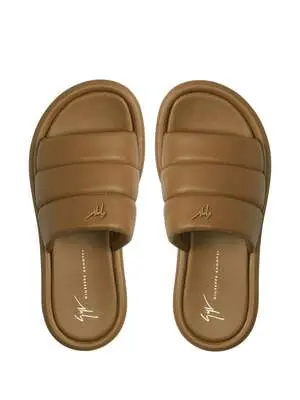 GIUSEPPE ZANOTTI Harmande Quilted Leather Slides - Brown