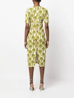 Roberto Cavalli Palm Tree-print Midi Dress