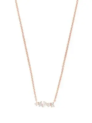Ef Collection 14kt Rose Gold Mini Bar Diamond Necklace - Pink