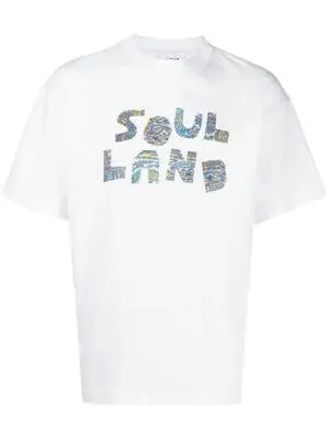 SOULLAND Paisley-logo Cotton T-shirt - White