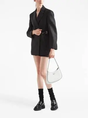 Prada Cleo Brushed Leather Shoulder Bag - White