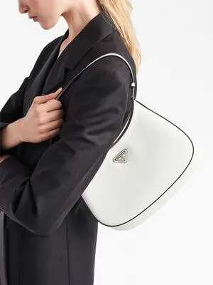 Prada Cleo Brushed Leather Shoulder Bag - White