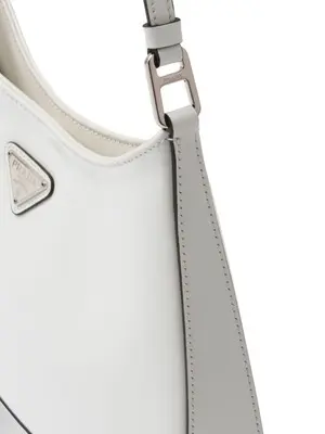 Prada Cleo Brushed Leather Shoulder Bag - White