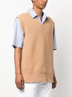 MAISON MARGIELA V-neck Ribbed-knit Vest