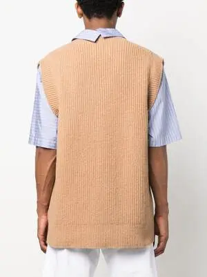 MAISON MARGIELA V-neck Ribbed-knit Vest