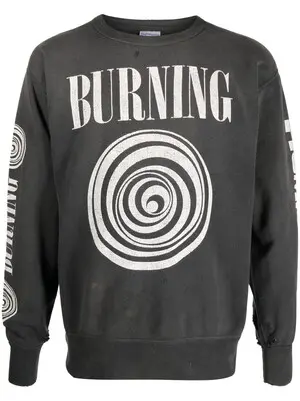 SAINT MXXXXXX Slogan-print Distressed-finish Sweatshirt - Black
