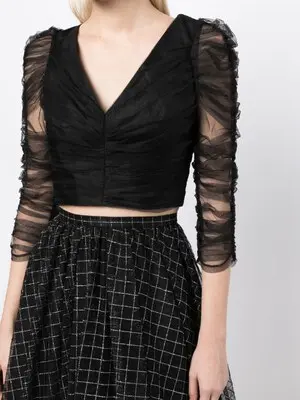Zimmermann Ruched Tulle Cropped Top