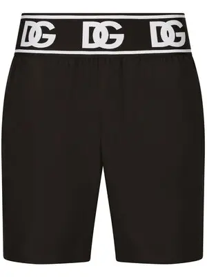 Dolce & Gabbana Logo-waistband Swim Shorts - Black