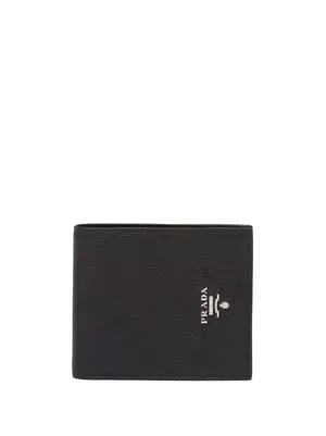 Prada Logo-plaque Bi-fold Wallet - Black